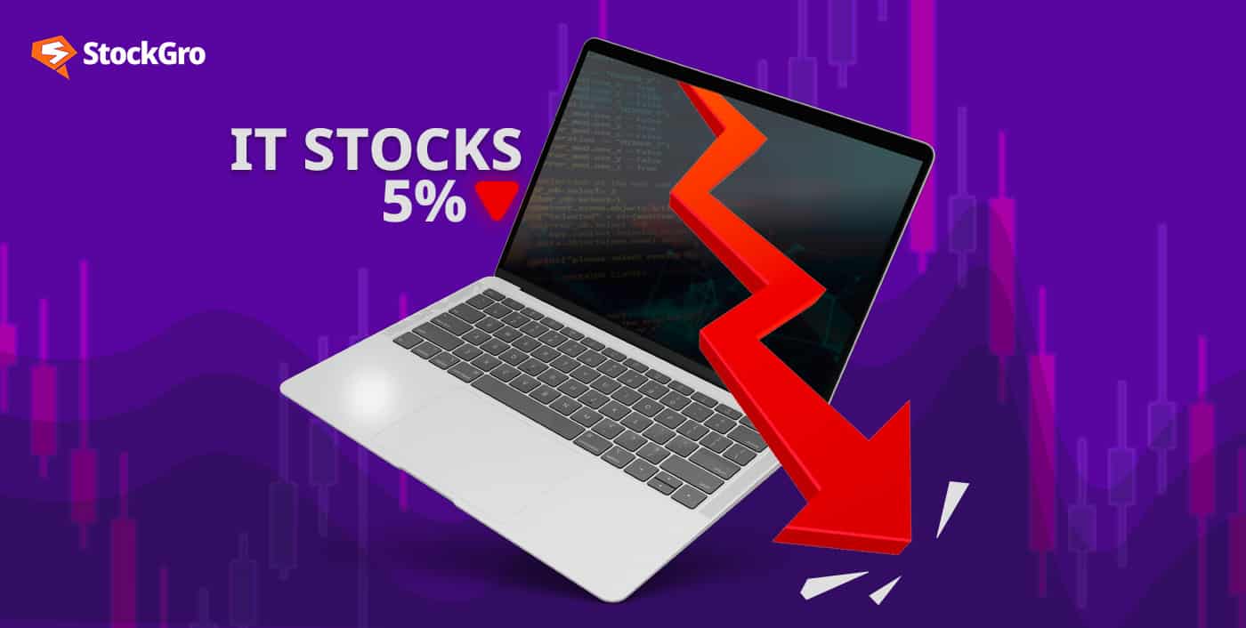 What is the reason behind the fall of over 5% in Indian IT stocks?